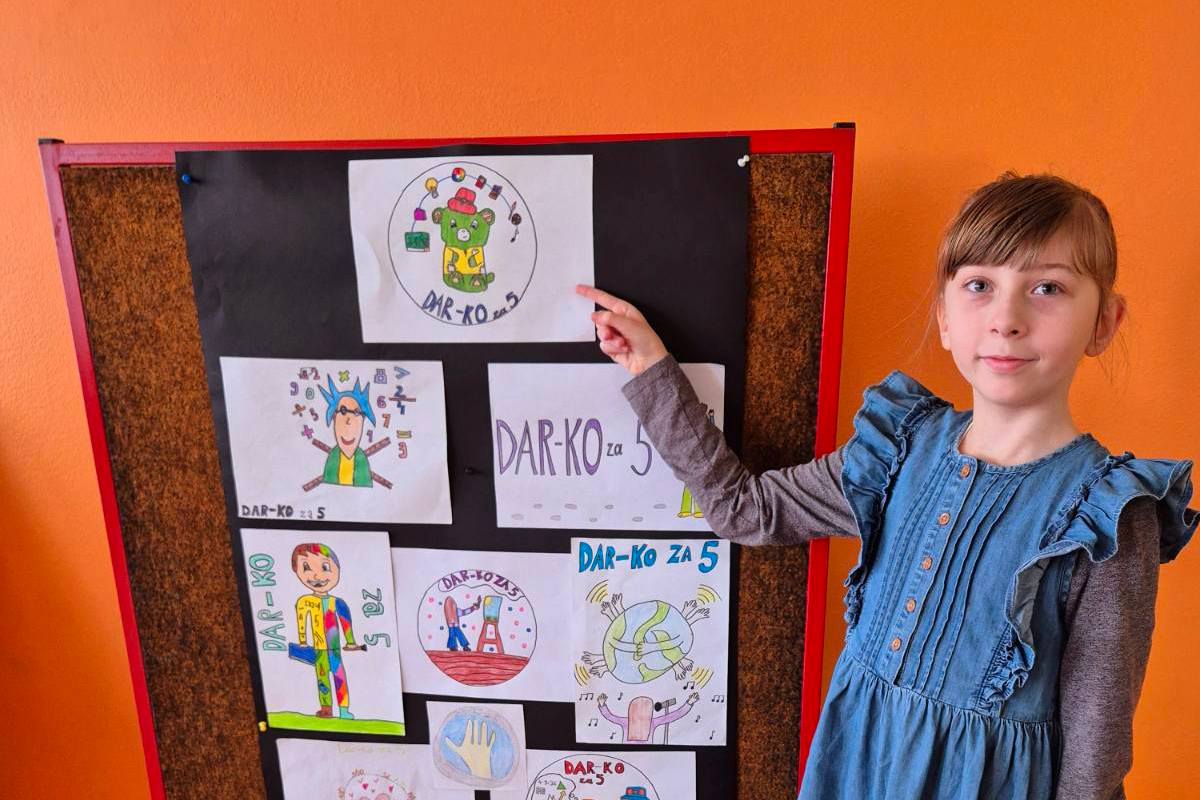 Projekt DAR-KO za 5 provodit će se u OŠ Koprivnički Ivanec, logo osmislila učenica Tena Bušić ...